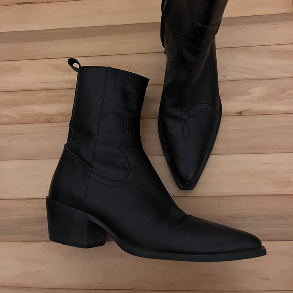 Zara | Shoes | Zara Black Cowgirl Boots | Poshmark